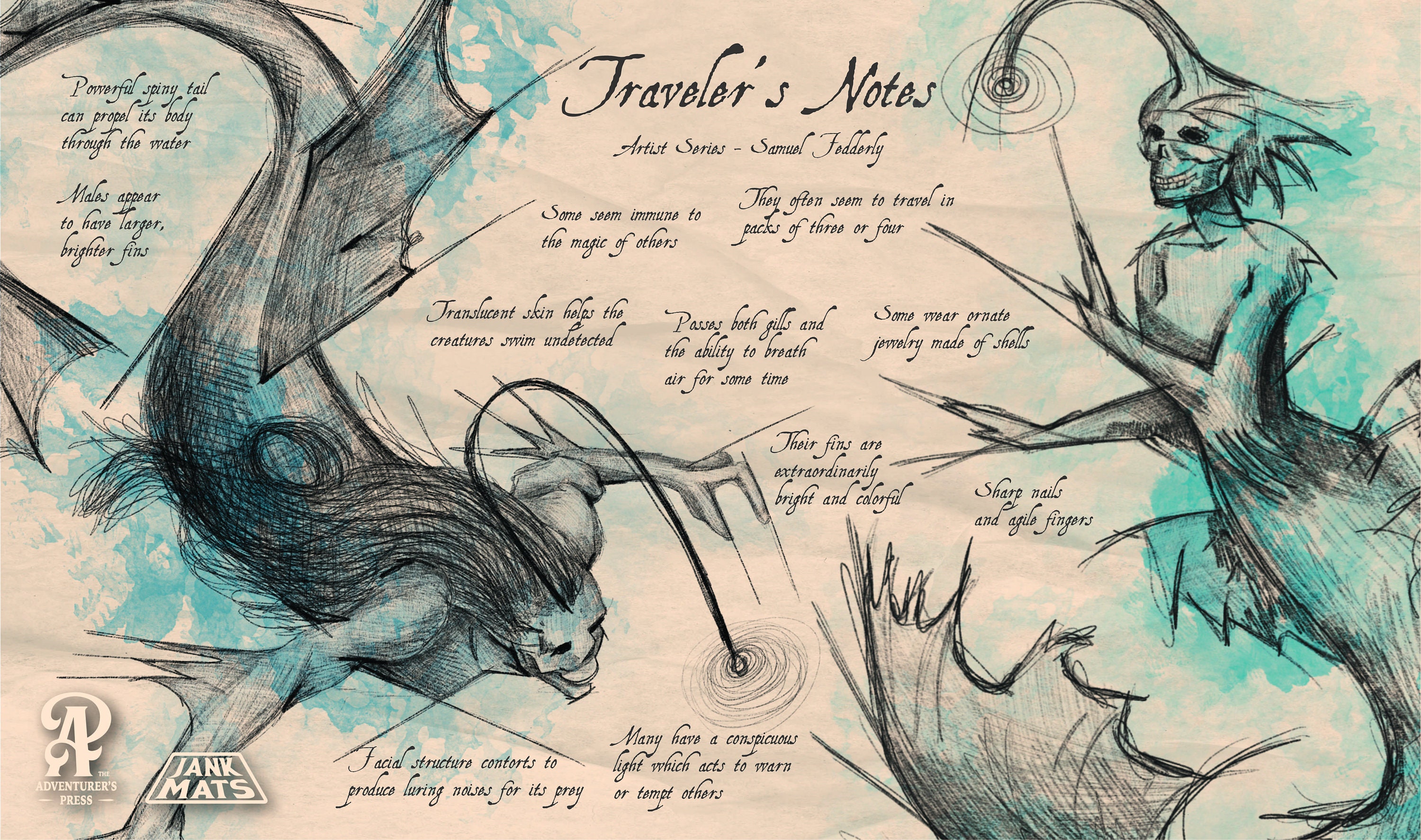 Merfolk TCG Playmat, 14x24 Playmat for Tcg Mtg: Traveler's Notes Series ...