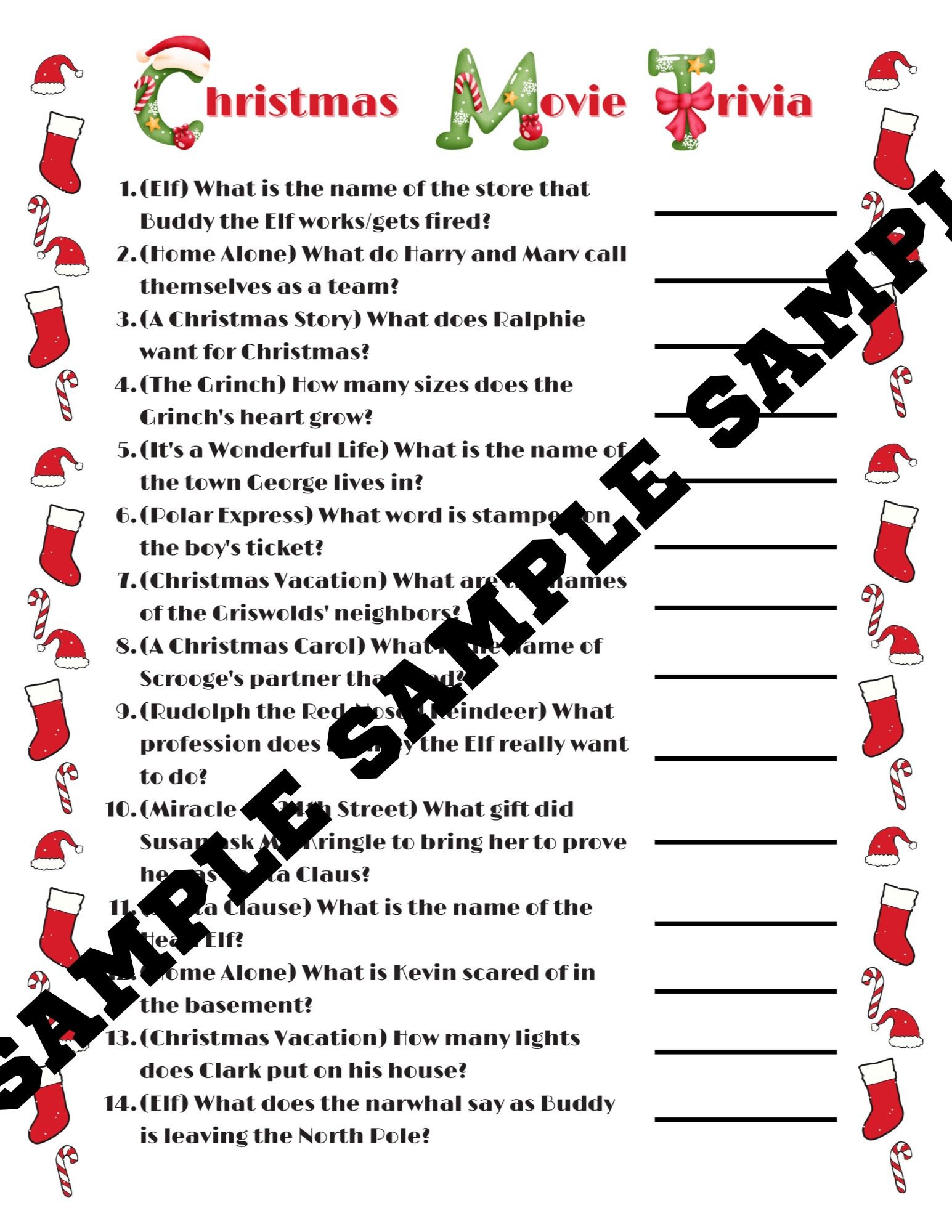 Christmas Movie Trivia Game - Etsy