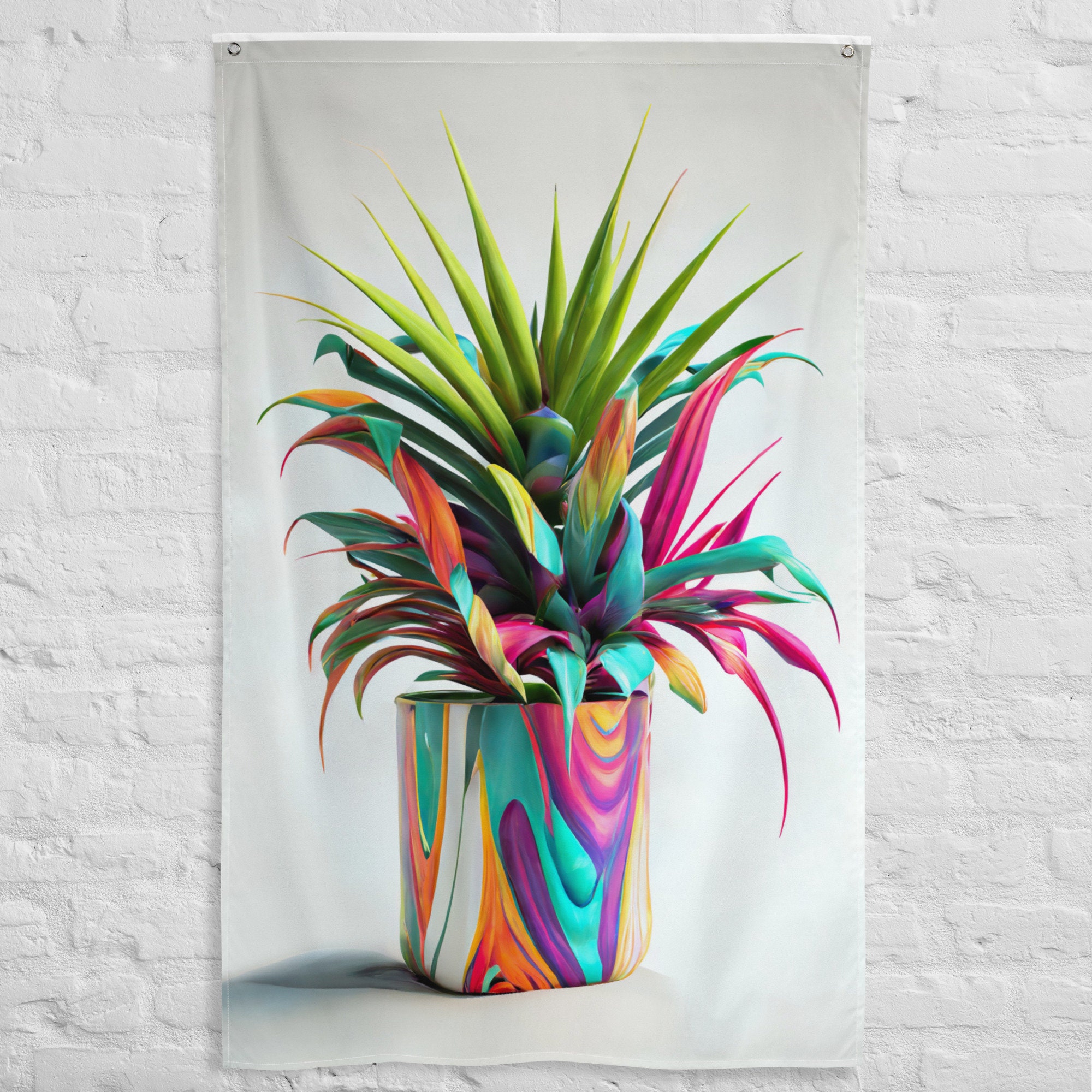 Tropical Potted Plant Flag, Magical Kids Room Wall Decor, Fun Vibrant ...