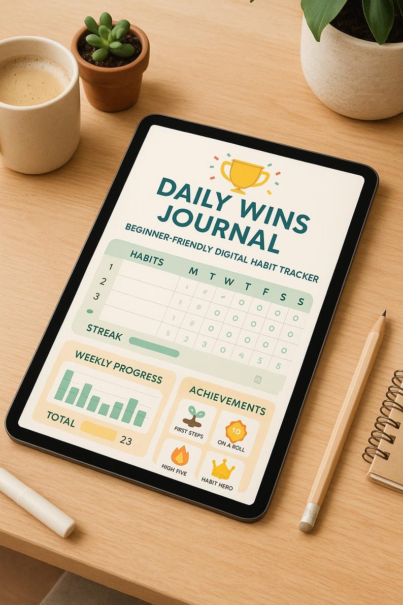 Gamified Digital Habit Tracker: Daily Wins Journal (HTML & PDF Options ...