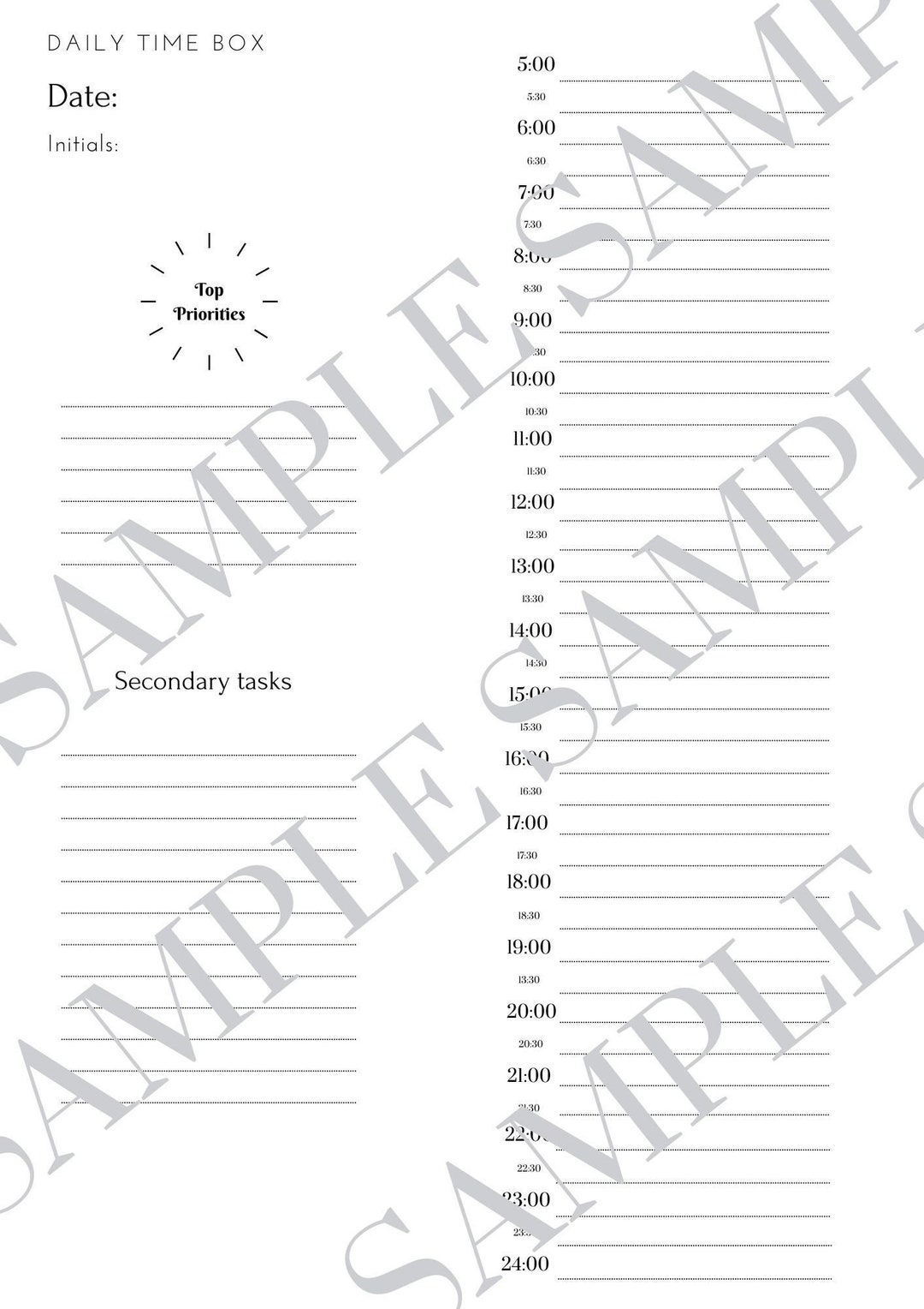 Minimalist Time Box Template - Etsy