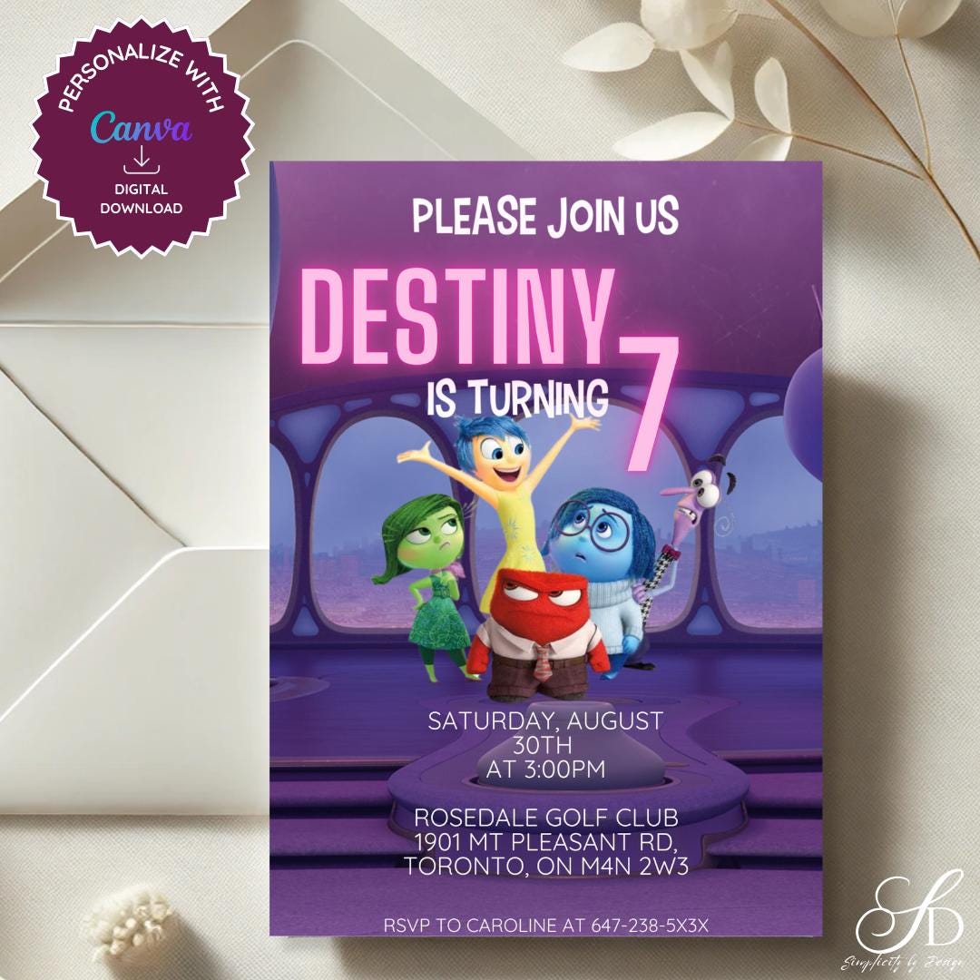 Editable Inside Out Birthday Invitation | Printable 5x7 Disney Pixar ...