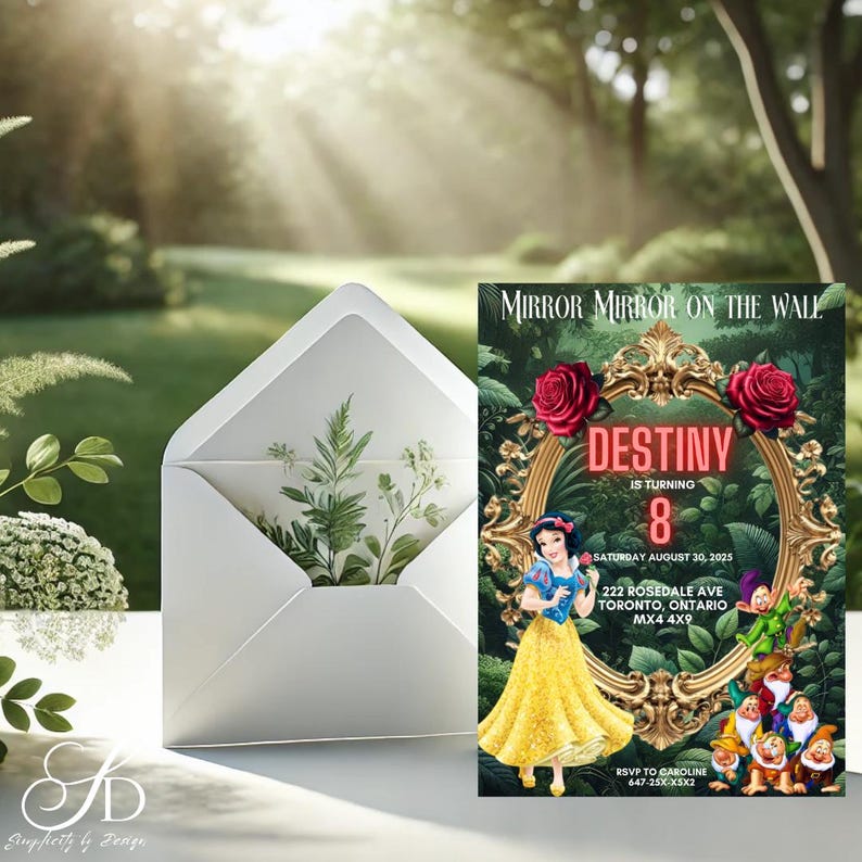 Editable Snow White Birthday Invitation | Printable 5x7 Party Invite ...