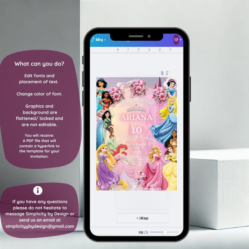 Princess Birthday Invitation | Editable Fairytale Party Invite for ...