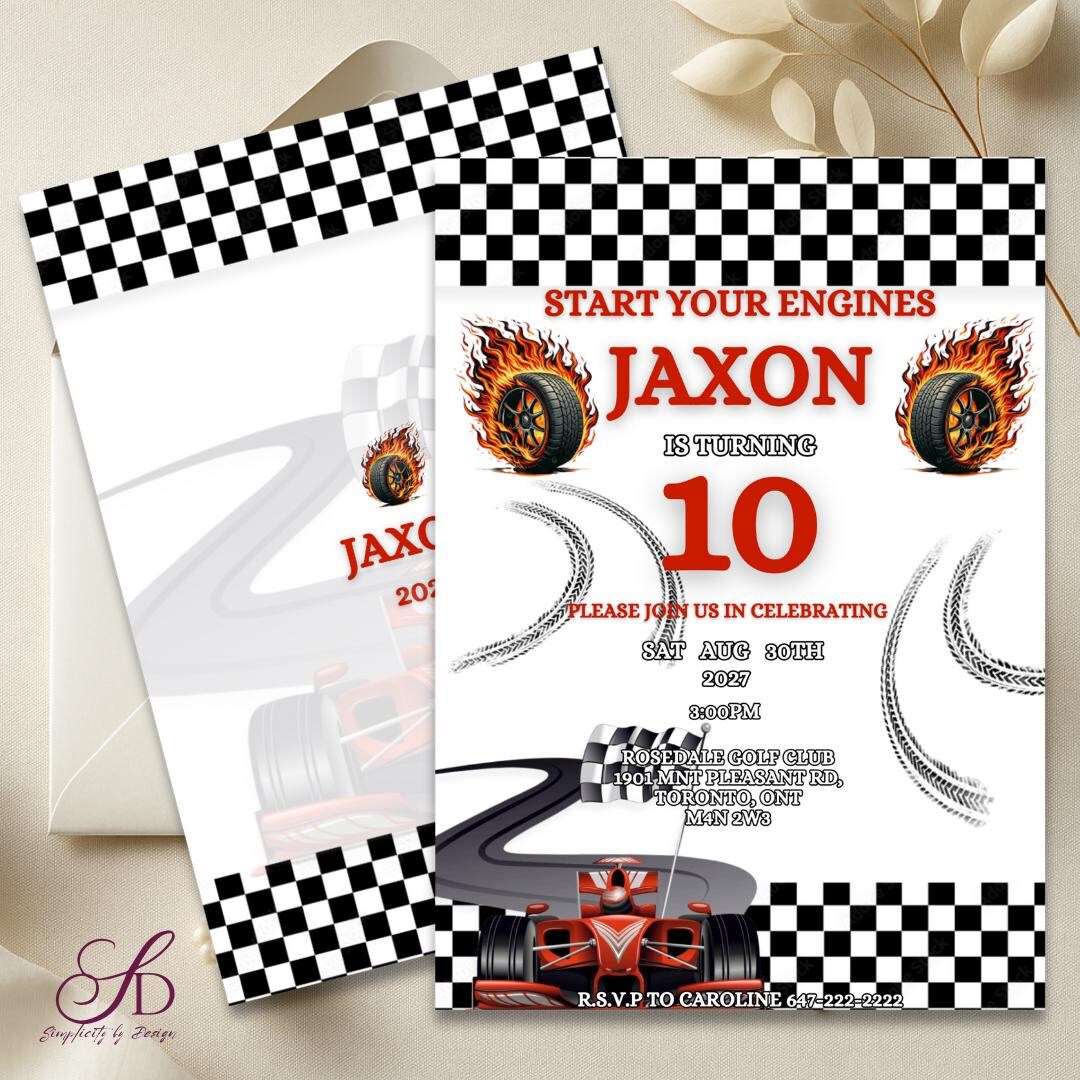 Race Car Birthday Invitation | Race Track Party Invite | Editable ...
