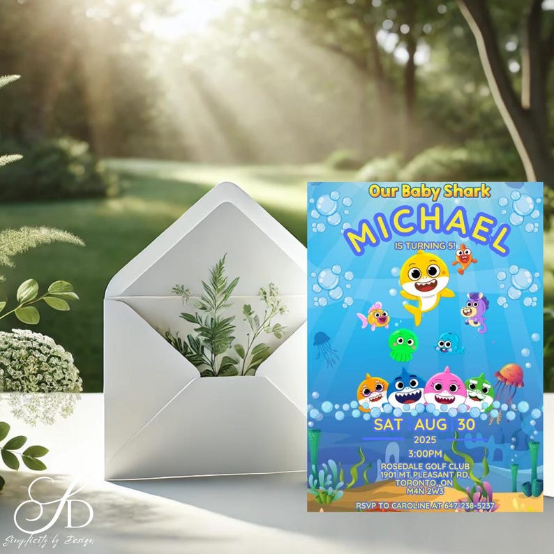 Baby Shark Birthday Invitation • Editable 5x7 Under the Sea Party ...