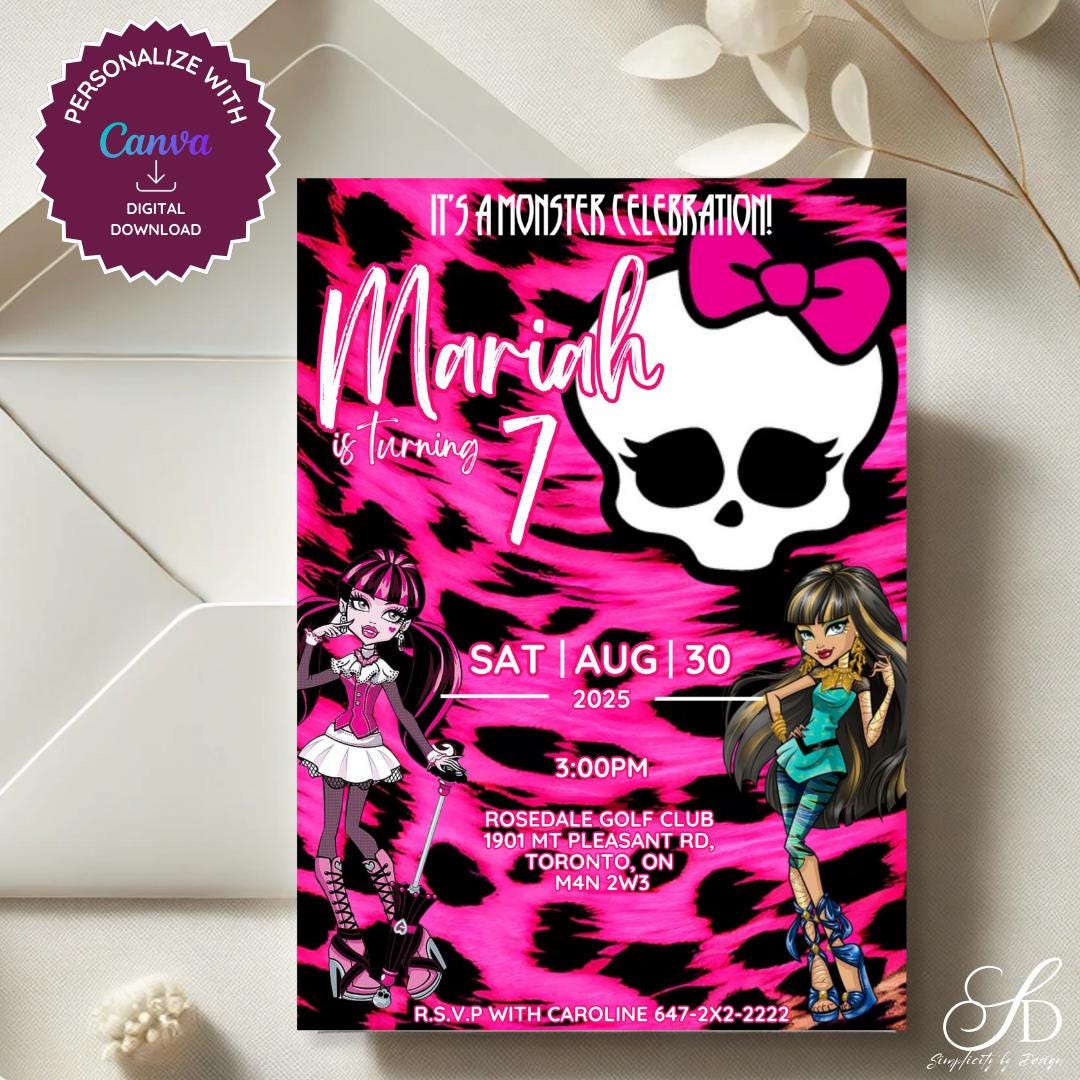Editable Monster High Birthday Invitation | Printable Party Invite ...