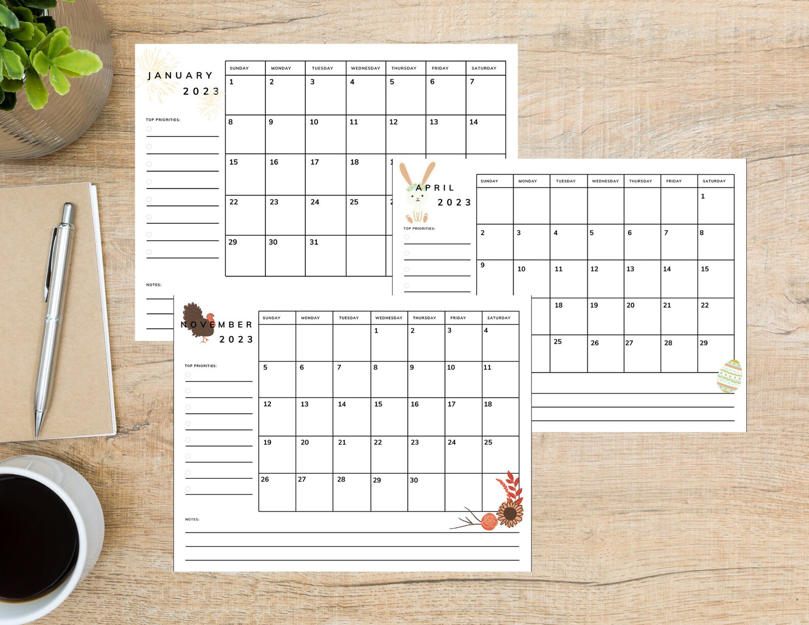 2023 Calendar | Printable Jan - Dec 2023 Calendar | Festive 2023 ...
