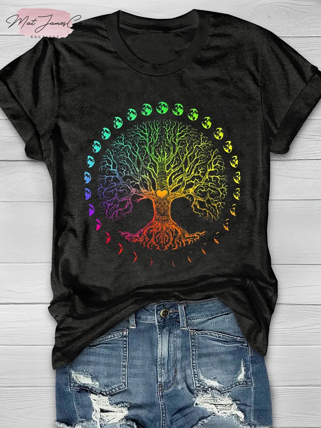 Tree of Life Phases of the Moon Gift Short Sleeve T-shirt, Tree of Life ...