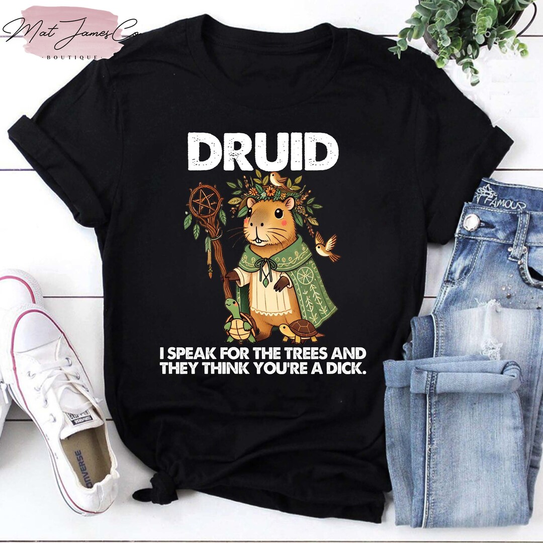 Druid Capybara Shirt, Dnd Animal Shirt, Funny Game Retro Graphic Tee ...