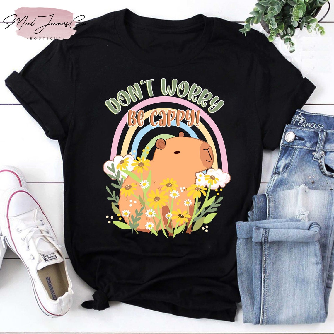 Capybara and Rainbow Shirt, Don't Worry Be Cappy Sweatshirt, Funny ...