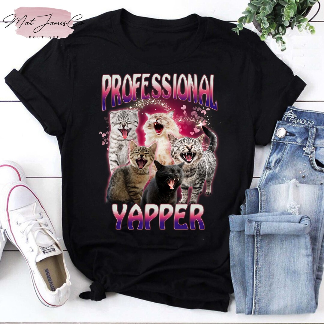 Professional Yapper Shirt, Funny Cat Meme T-shirt, Funny Genz Born to ...
