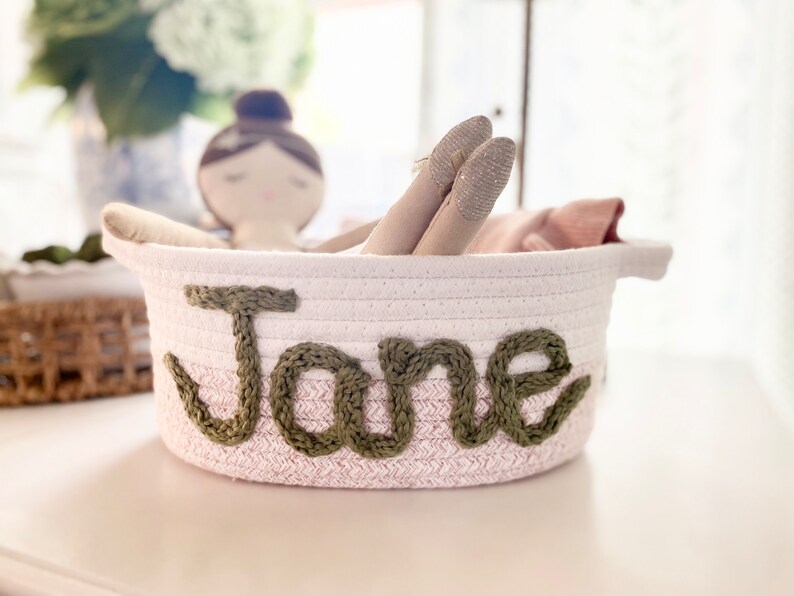 Personalized Rope Basket, Baby Shower Gift Basket, Storage Basket, Baby ...