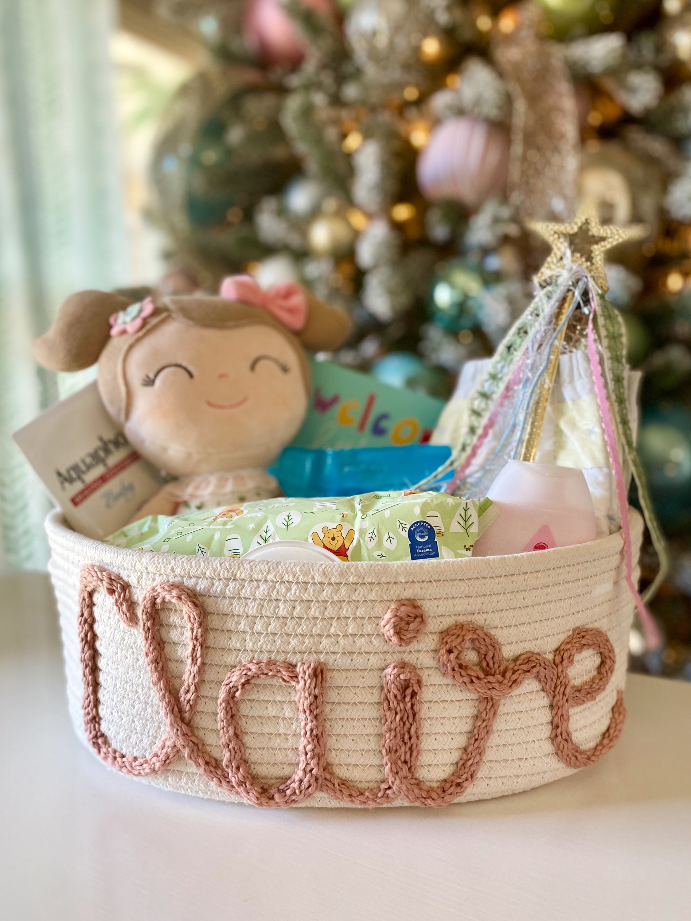 Personalized Rope Basket, Baby Shower Gift Basket, Storage Basket, Baby ...