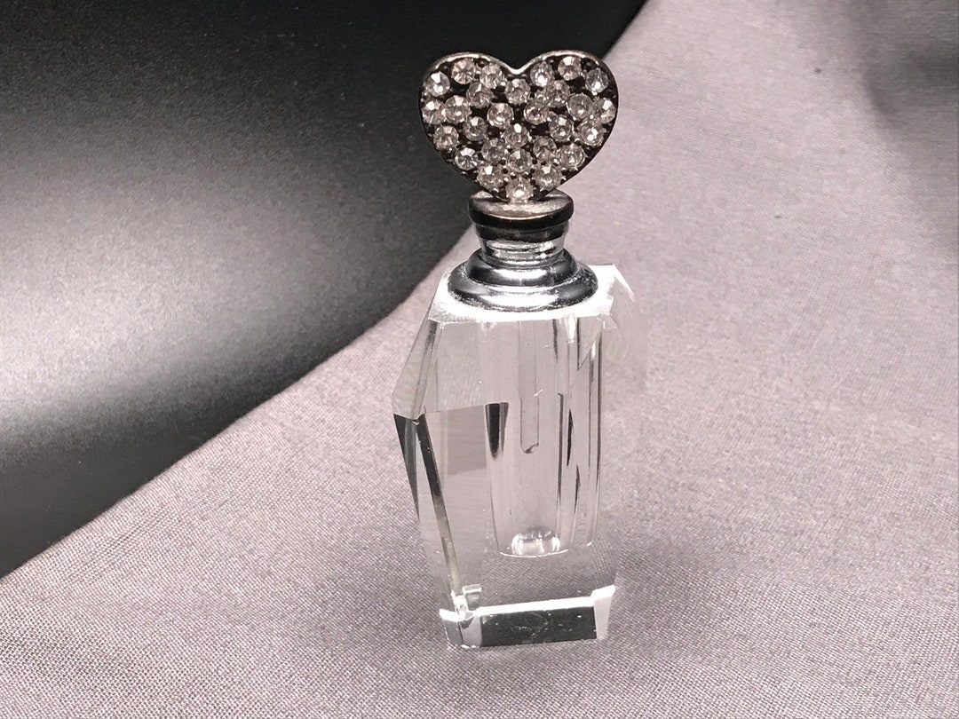 Perfume Bottle With Heart Shaped Stopper and Rhinestones - Etsy