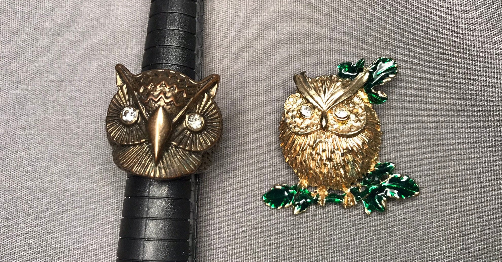 Vintage Owl Ring and Owl Brooch - Etsy