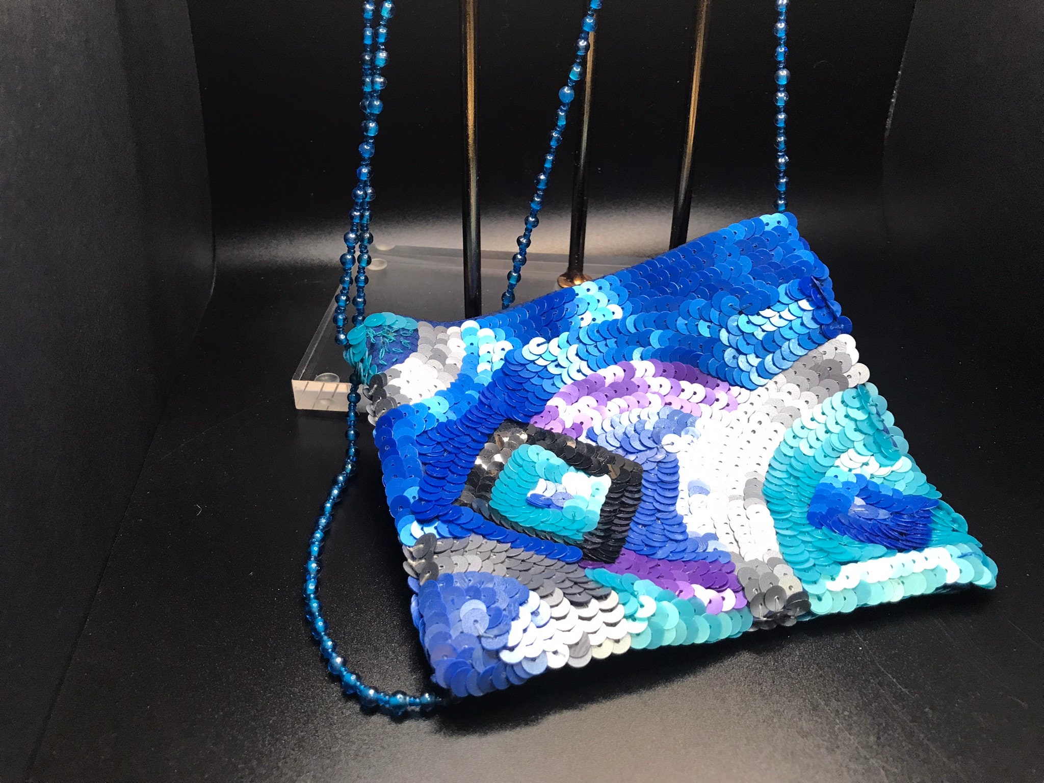 Moyna Vintage Blue Sequin Purse - Etsy