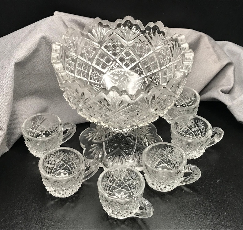 Vintage Mini Punchbowl With Six Cups - Etsy