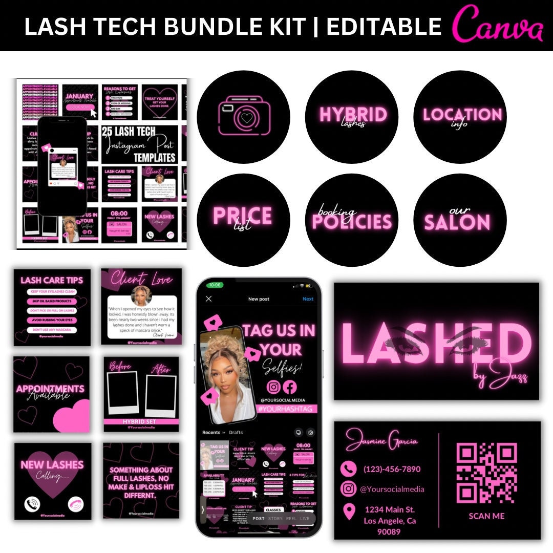 Lash Tech Branding Kit, Lash Tech Instagram Post, Lash Tech Highlight ...