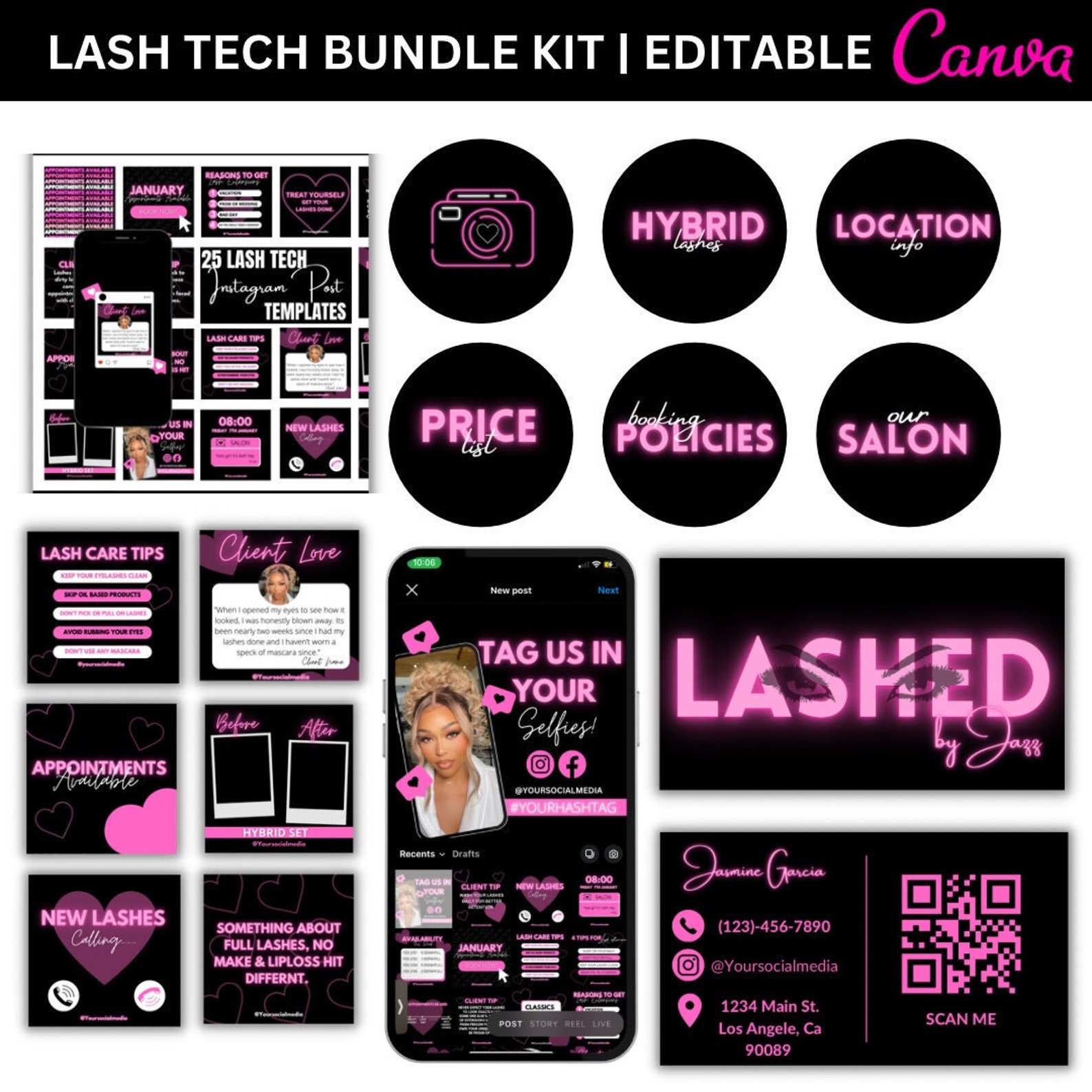 Lash Tech Branding Kit, Lash Tech Instagram Post, Lash Tech Highlight ...