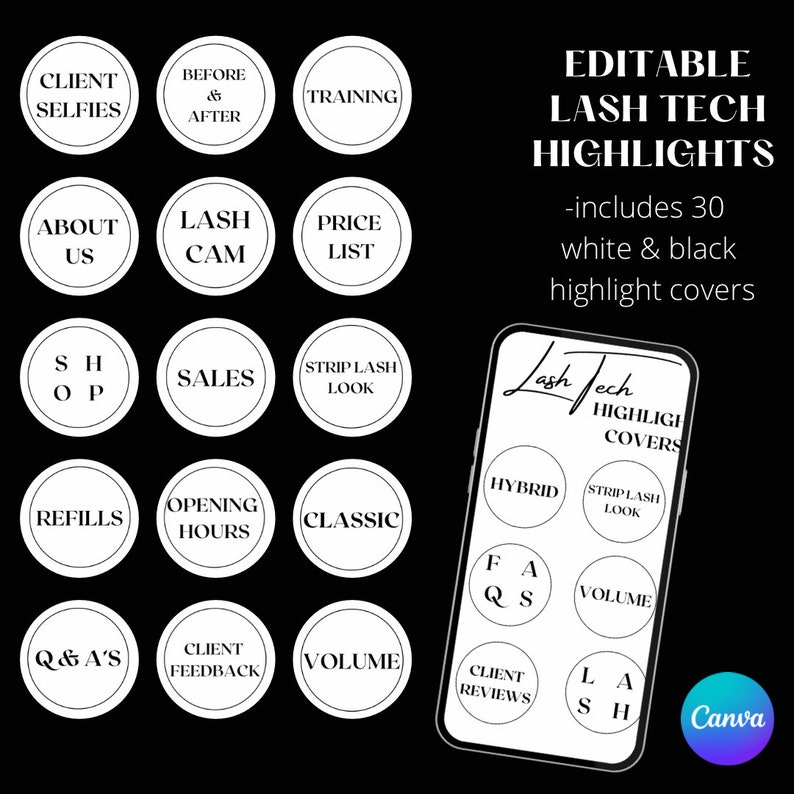 30 Lash Tech Instagram Highlight Covers, Social Media Lash, Lash Tech ...