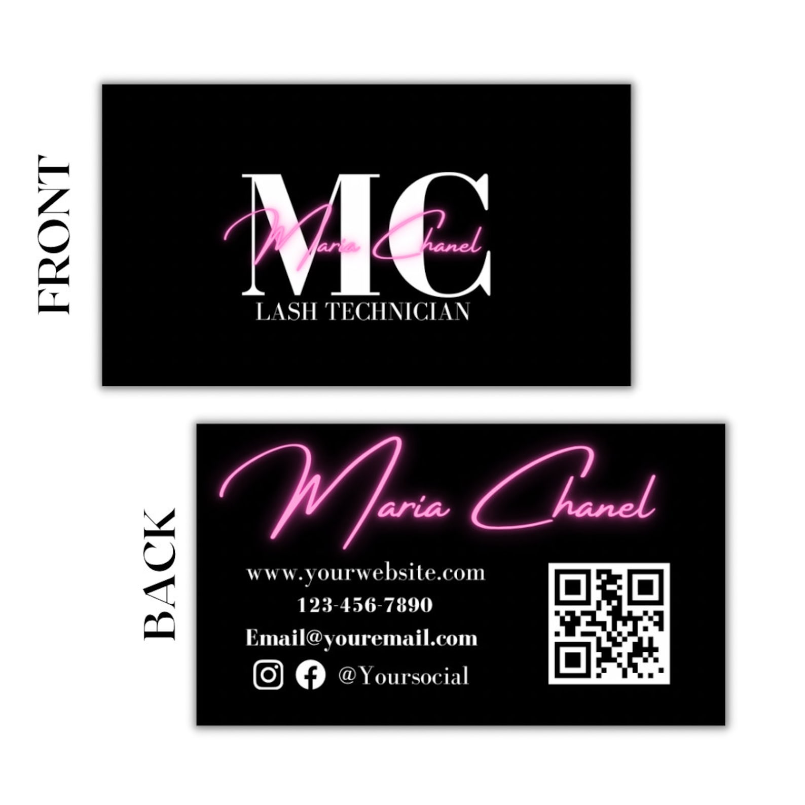 Beauty Business Card Template, Professional Lash Tech Business Card ...