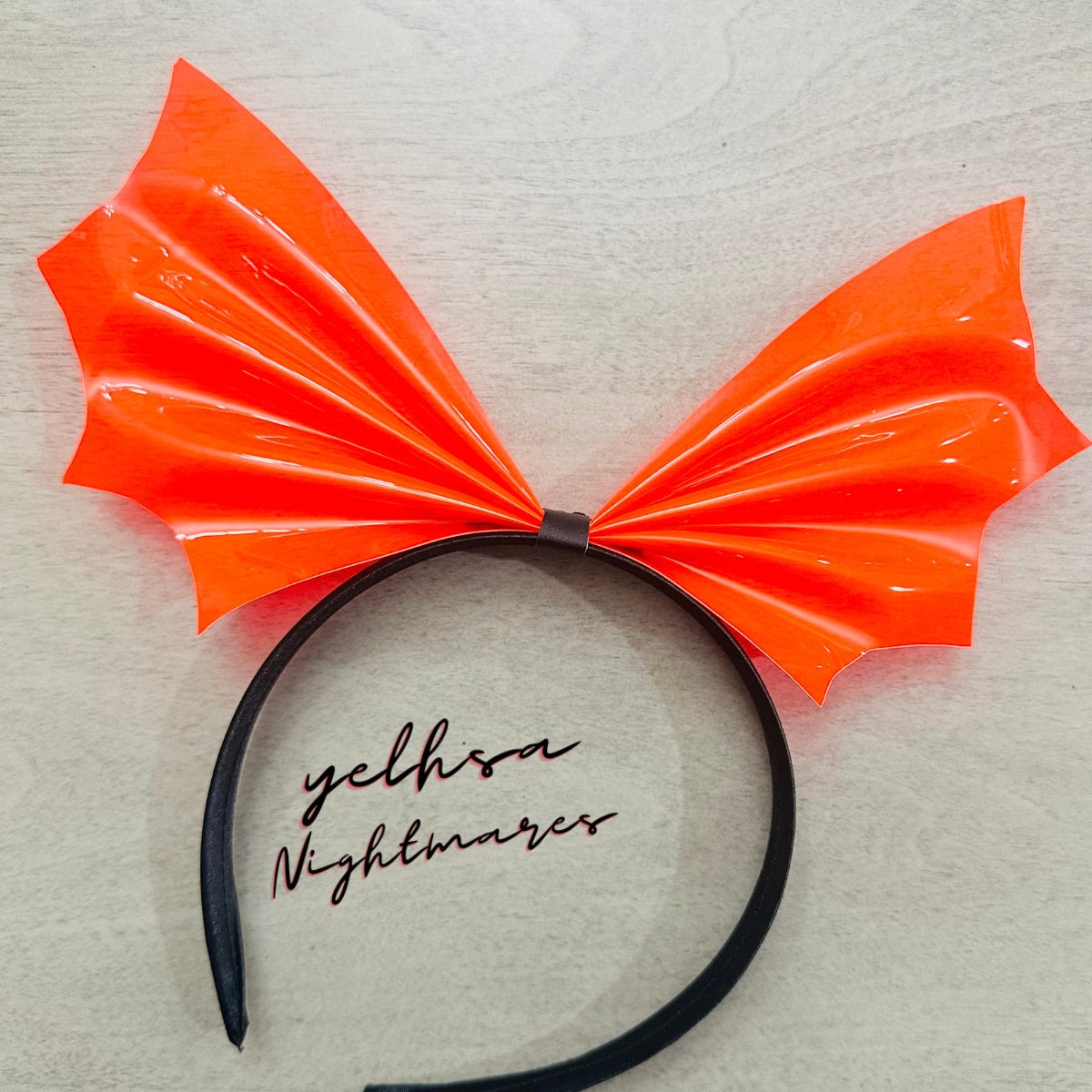 Sideways Orange Neon Batwing Bow Headband - Etsy