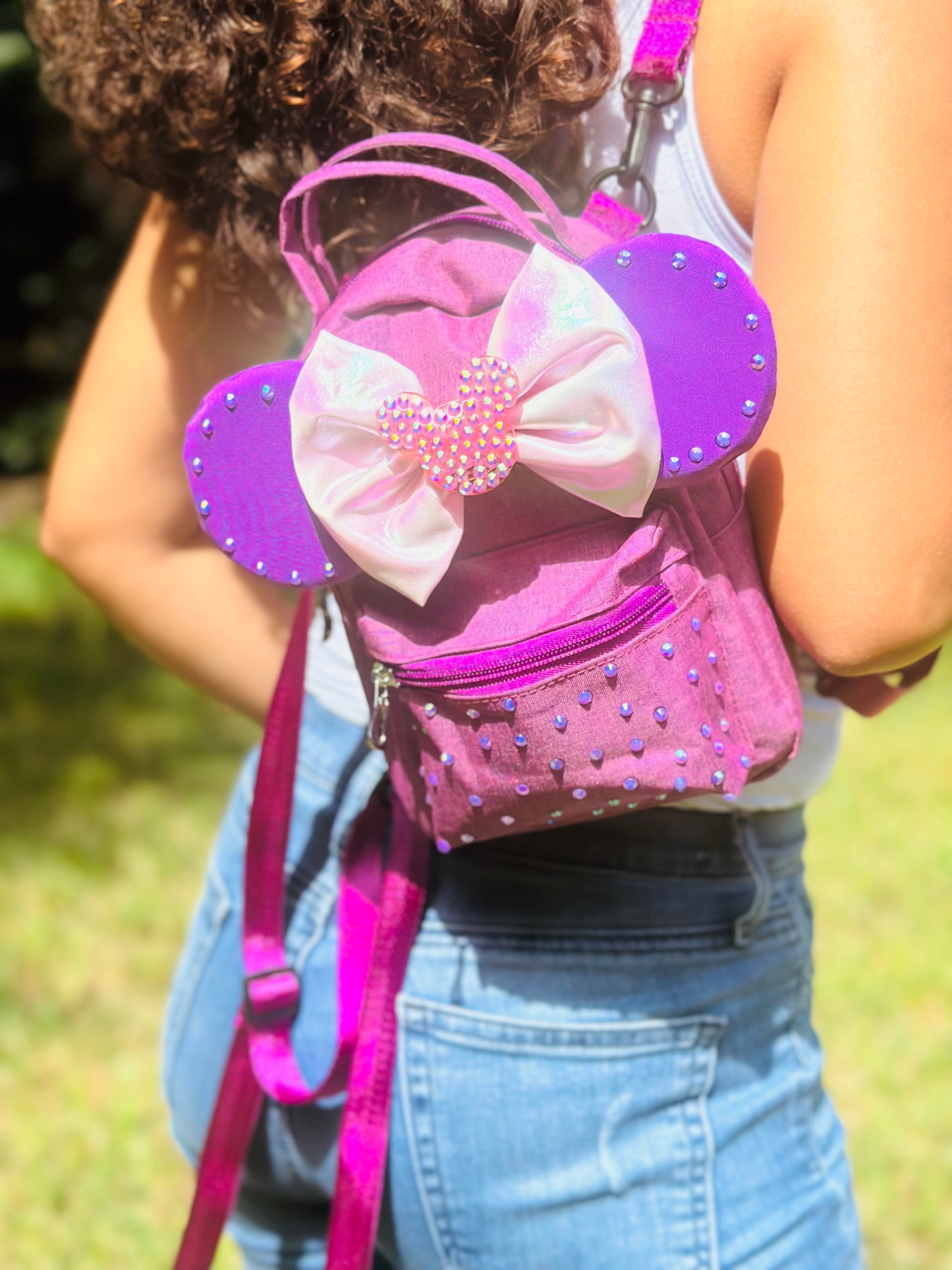 Purple Mickey Ears Backpack With Pink Bow - Etsy
