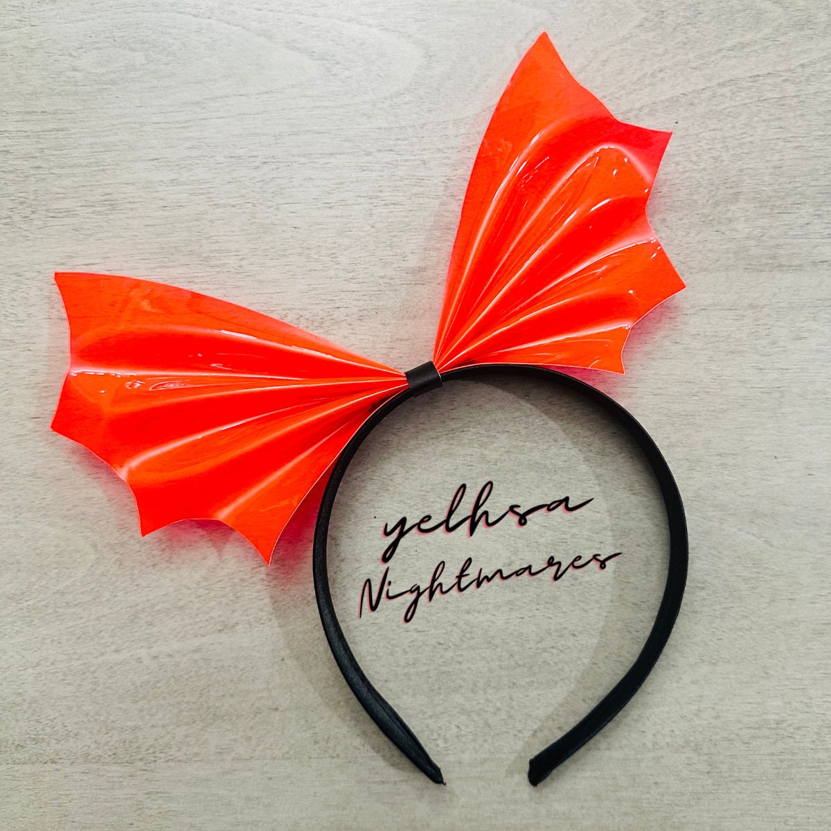 Sideways Orange Neon Batwing Bow Headband - Etsy