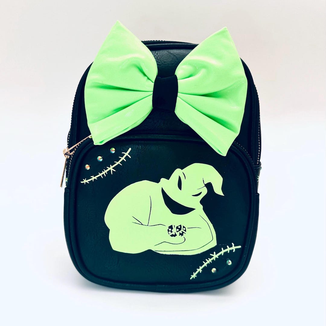 Black Backpack Oogie Boogie With Neon Green Bow - Etsy