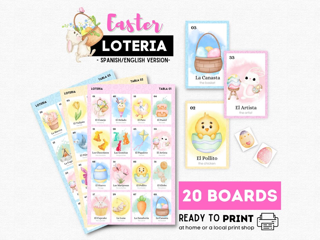 Easter Loteria, Loteria De Pascua, Día De La Coneja, 20 Boards, Easter ...