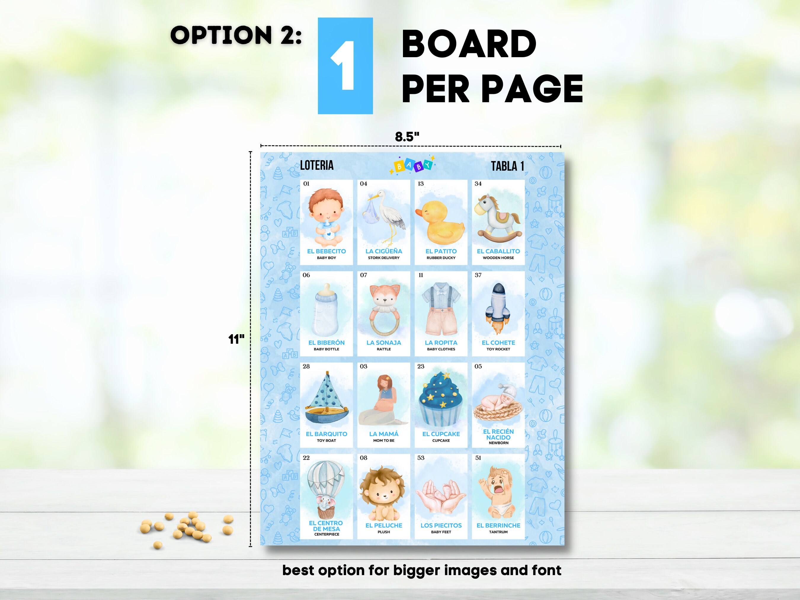 Boy Baby Shower Loteria, Loteria Baby Shower Niño, 60 Unique Boards ...