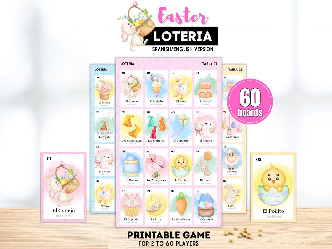 Easter Bunny Loteria Game, Bilingual Spring Easter Bingo for Kids ...