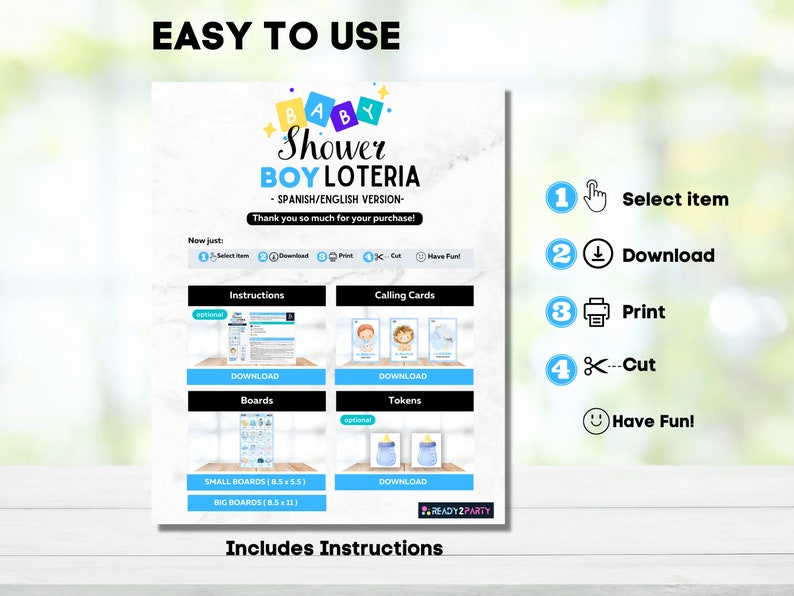 Boy Baby Shower Loteria, Loteria Baby Shower Niño, 40 Unique Boards ...