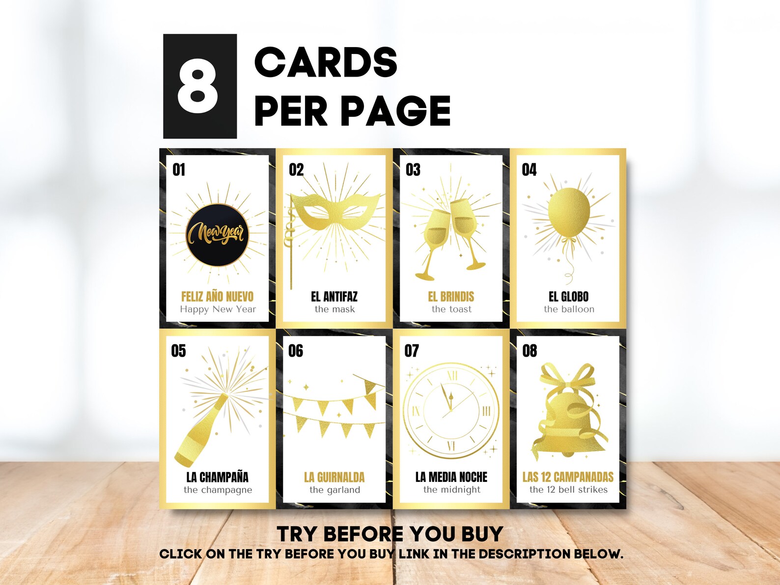 Loteria Año Nuevo, New Year Loteria, 20 Boards, 54 Cards, New Year's ...