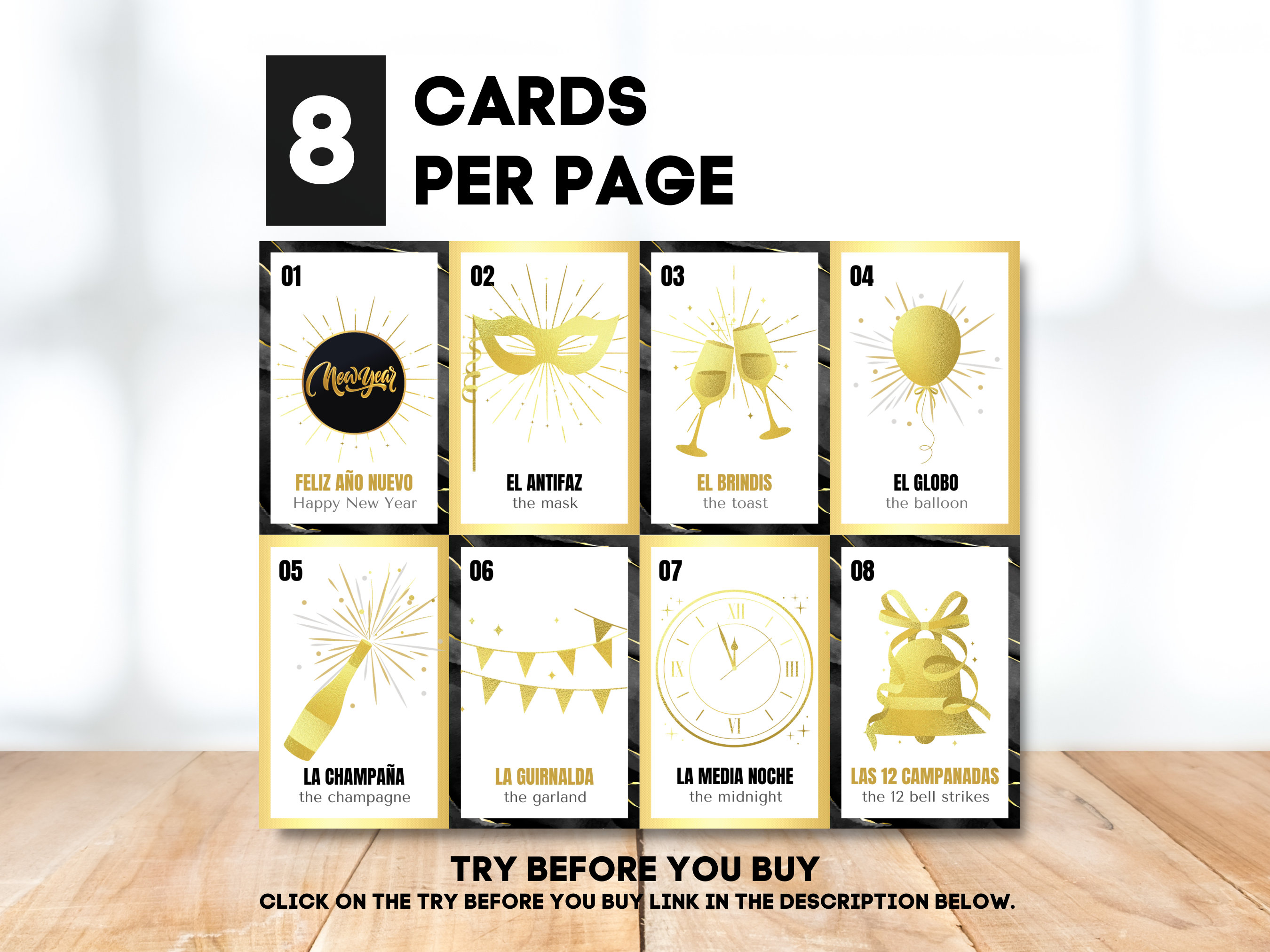 Loteria Año Nuevo, New Year Loteria, 20 Boards, 54 Cards, New Year's ...