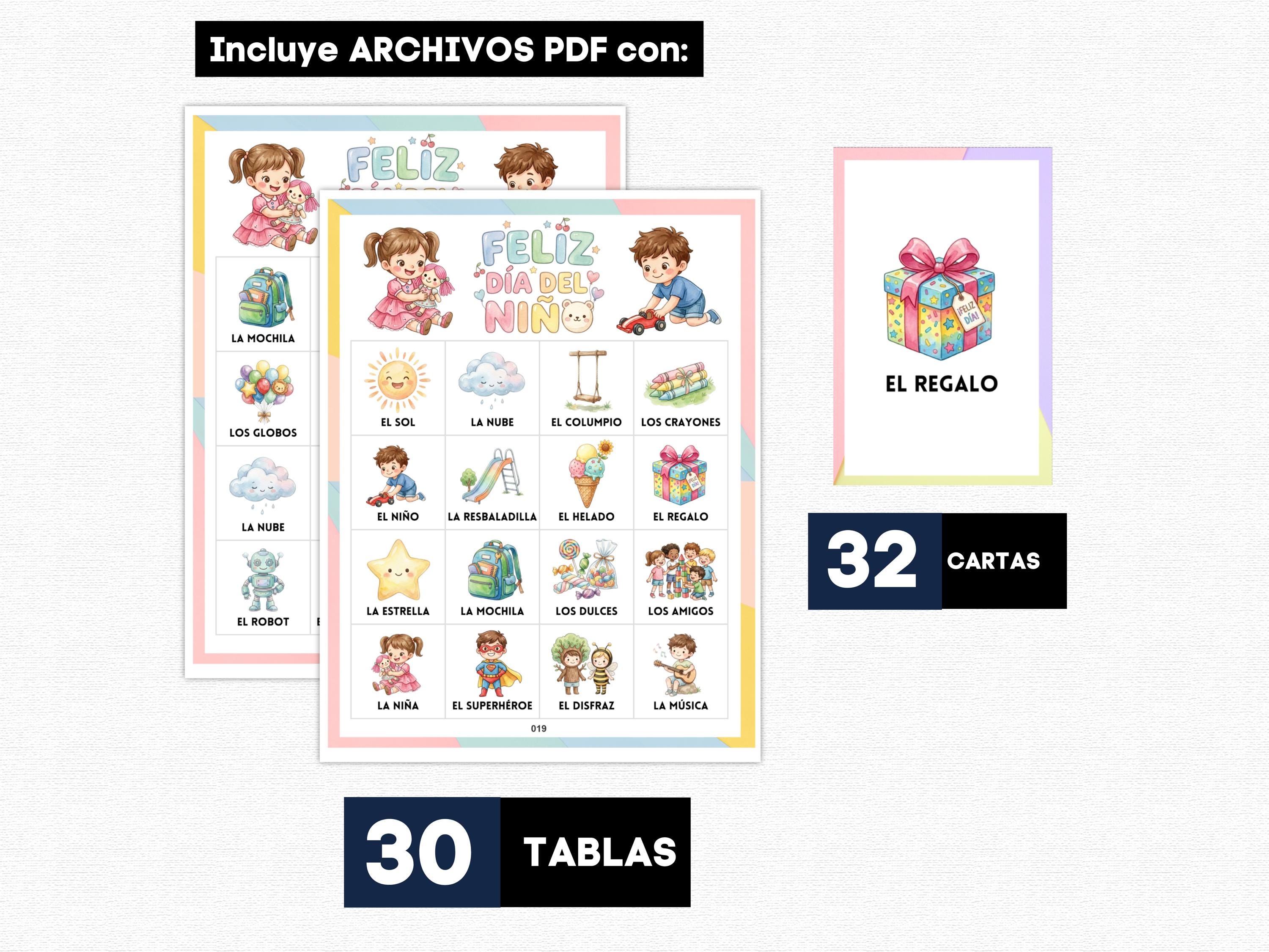 Lotería Día Del Niño • 30 Tablas Imprimibles • Bingo De Niños, Juego ...