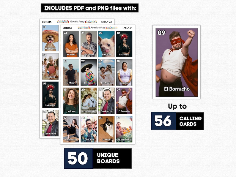 Personalized Loteria Game, Custom Bingo Boards, Any Event, 50 Printable ...