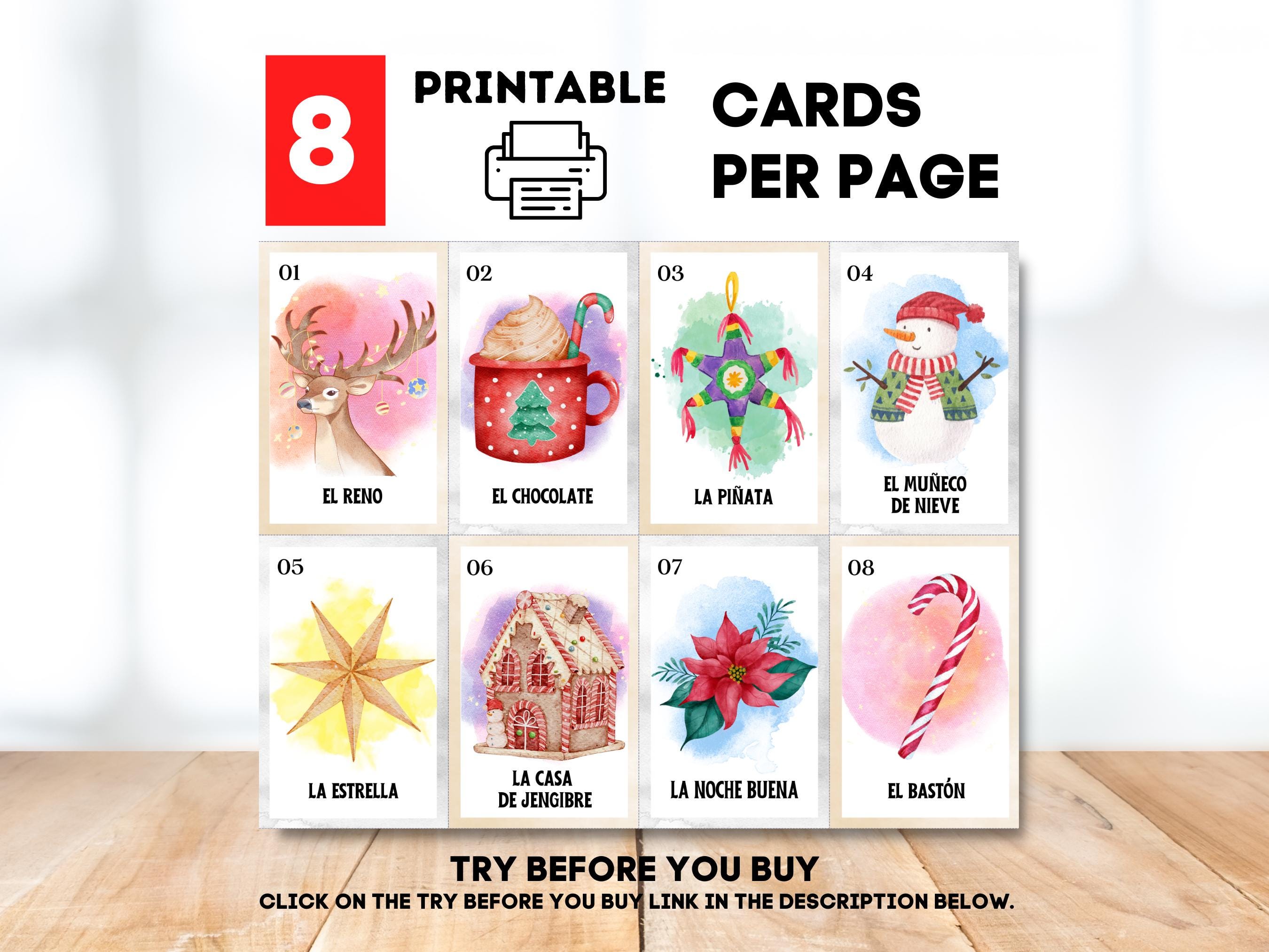 Loteria Navideña, 100 Boards, Spanish Christmas Holiday Bingo, (digital ...