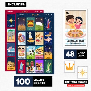 Dia De Reyes Loteria, the Three Kings Bingo Set, 100 Boards, Christmas ...