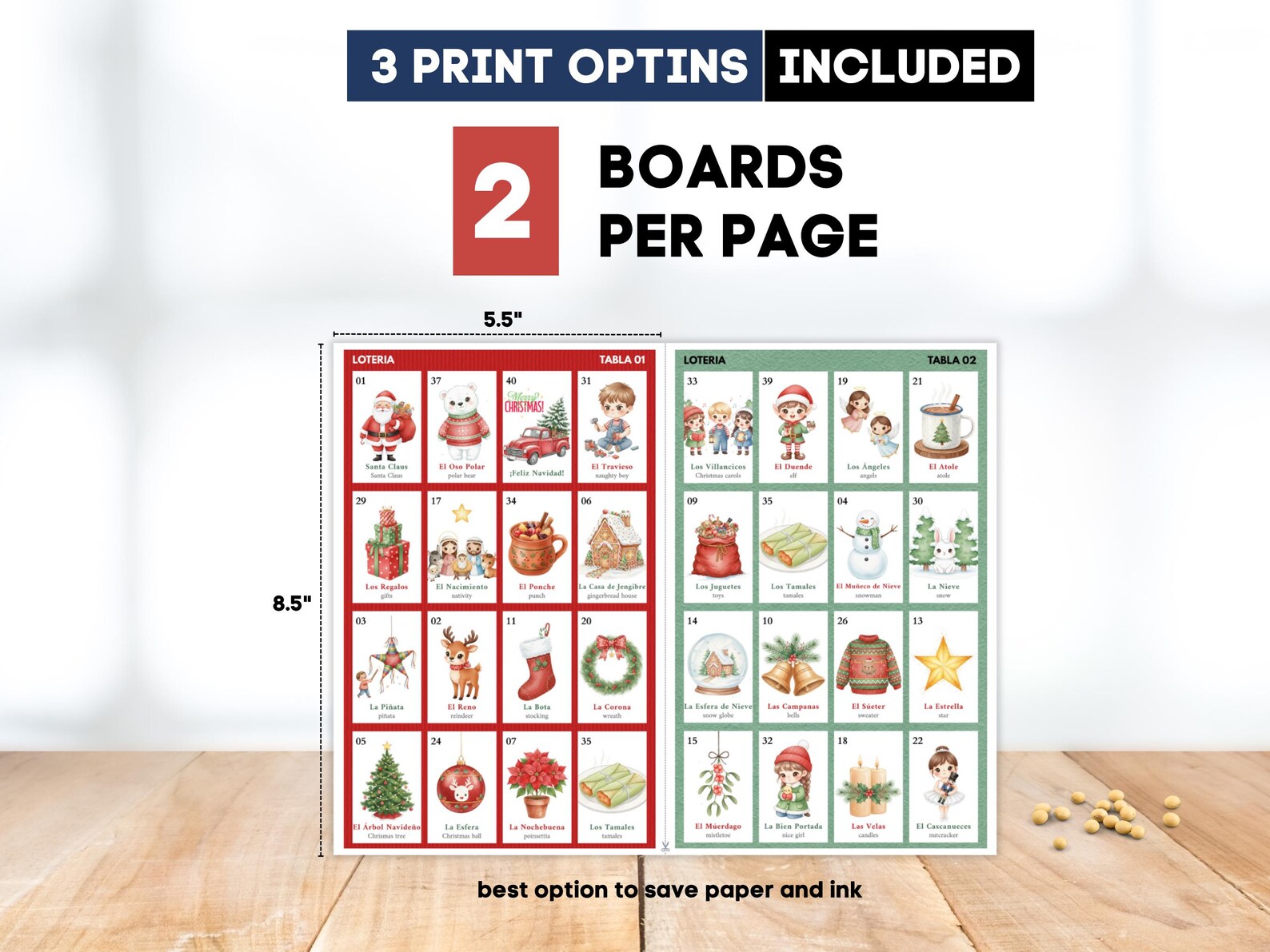 Christmas Loteria, 100 Printable Boards, Loteria Navideña, Bilingual ...