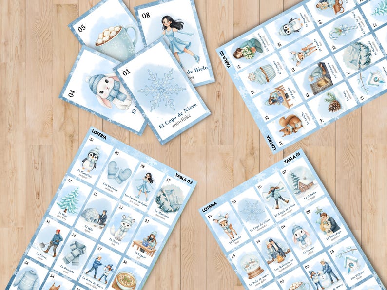 Juego de Lotería de Invierno, 60 Tableros Imprimibles, Lotería de ...
