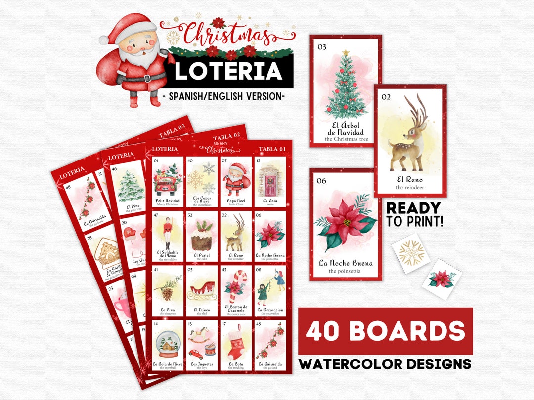 Christmas Loteria, Loteria Navideña, Christmas Bingo, Red Theme ...