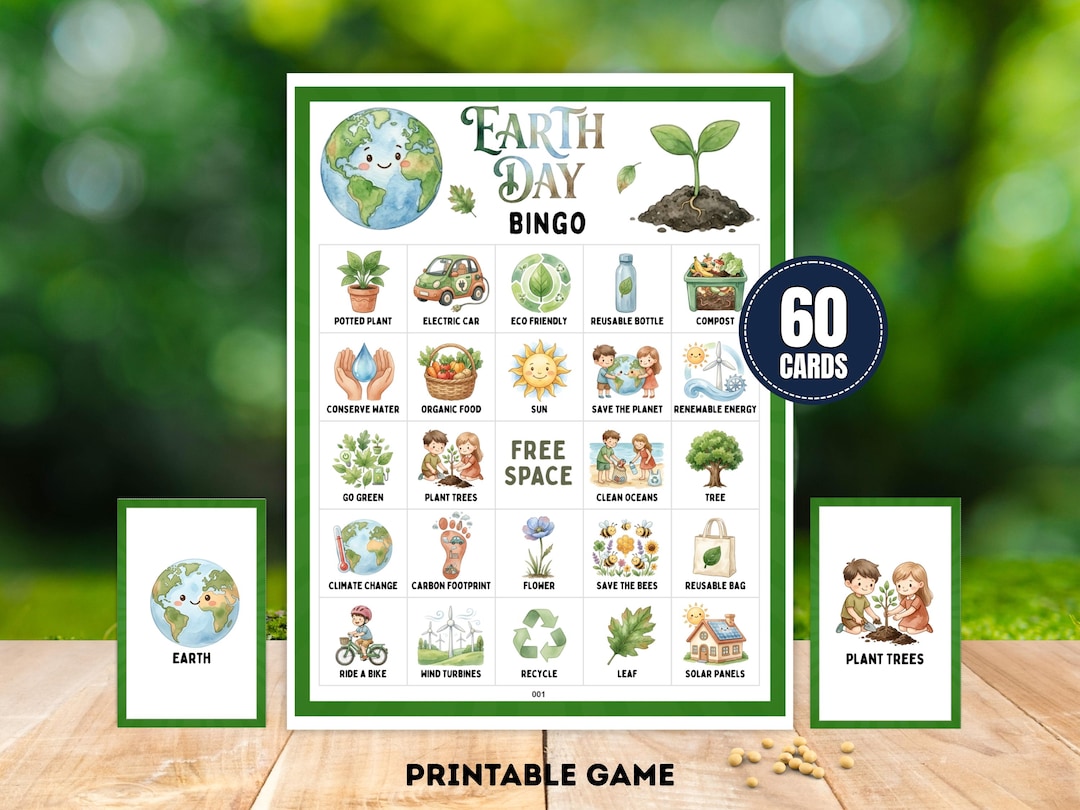 Earth Day Bingo • 60 Printable Cards • Eco Friendly Party Game • Kids ...