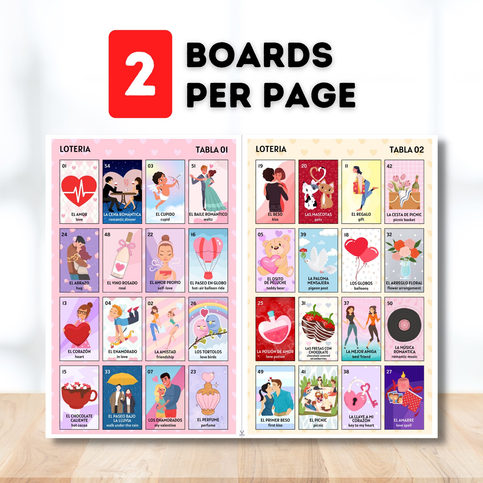 Valentine's Loteria Party Game Love Theme Mexican Loteria Amor Y ...