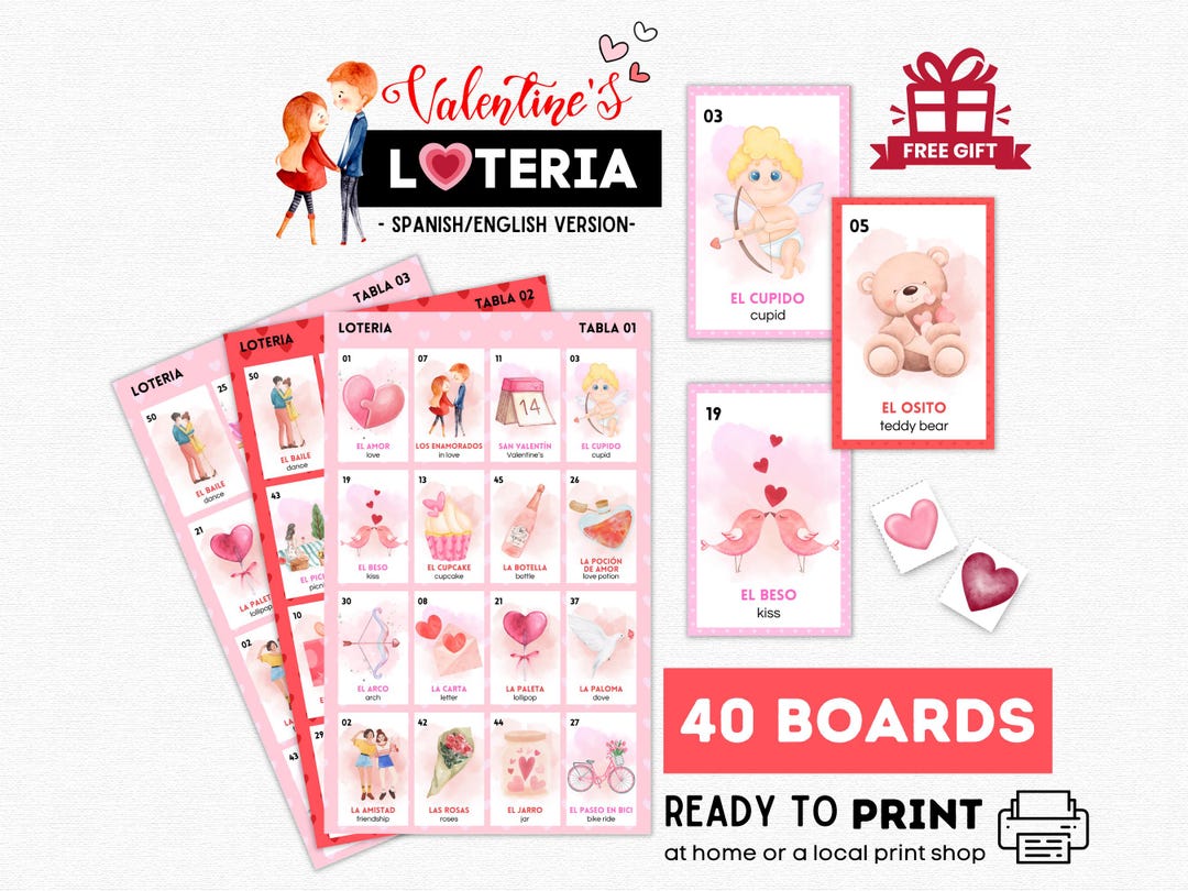 Valentine's Loteria Party Game Love Theme Mexican Loteria Amor Y ...