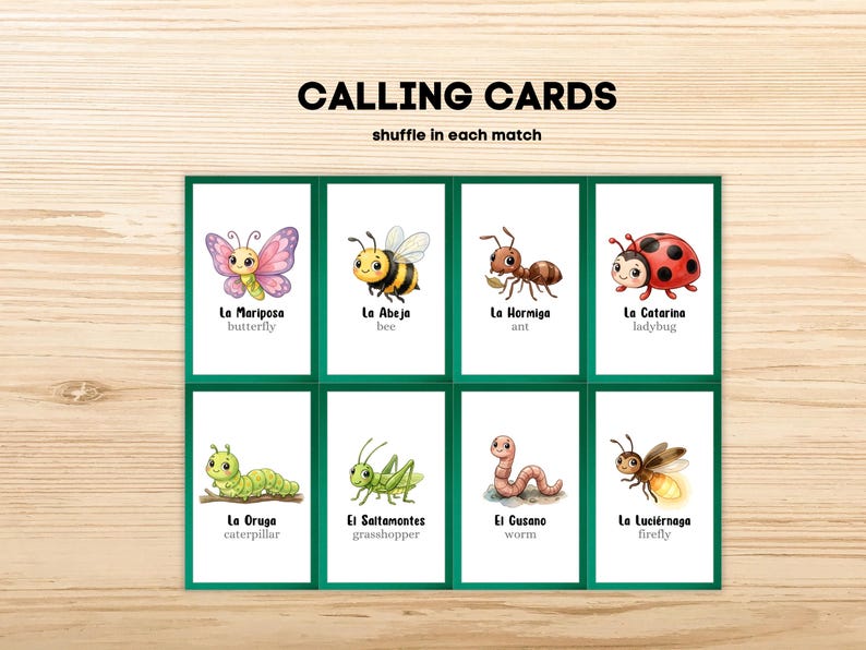 Bug Bingo Printable, Bilingual Insect Loteria for Kids, 30 Unique Cards ...