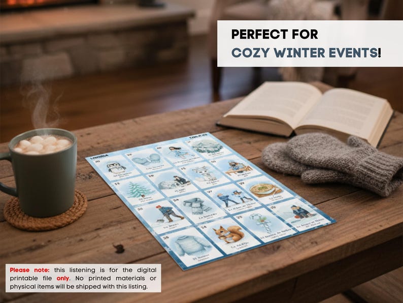 Juego de Lotería de Invierno, 60 Tableros Imprimibles, Lotería de ...