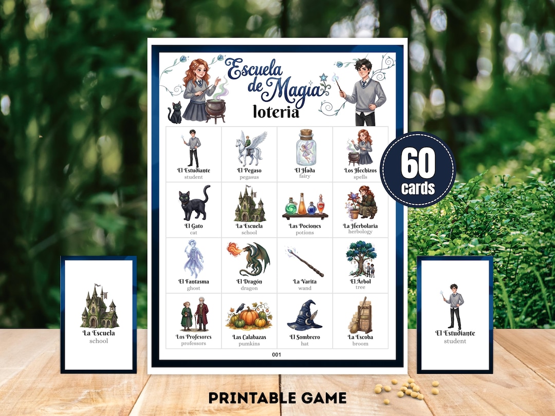Magic School Loteria, 60 Printable Cards, Wizard Bingo Party Game ...