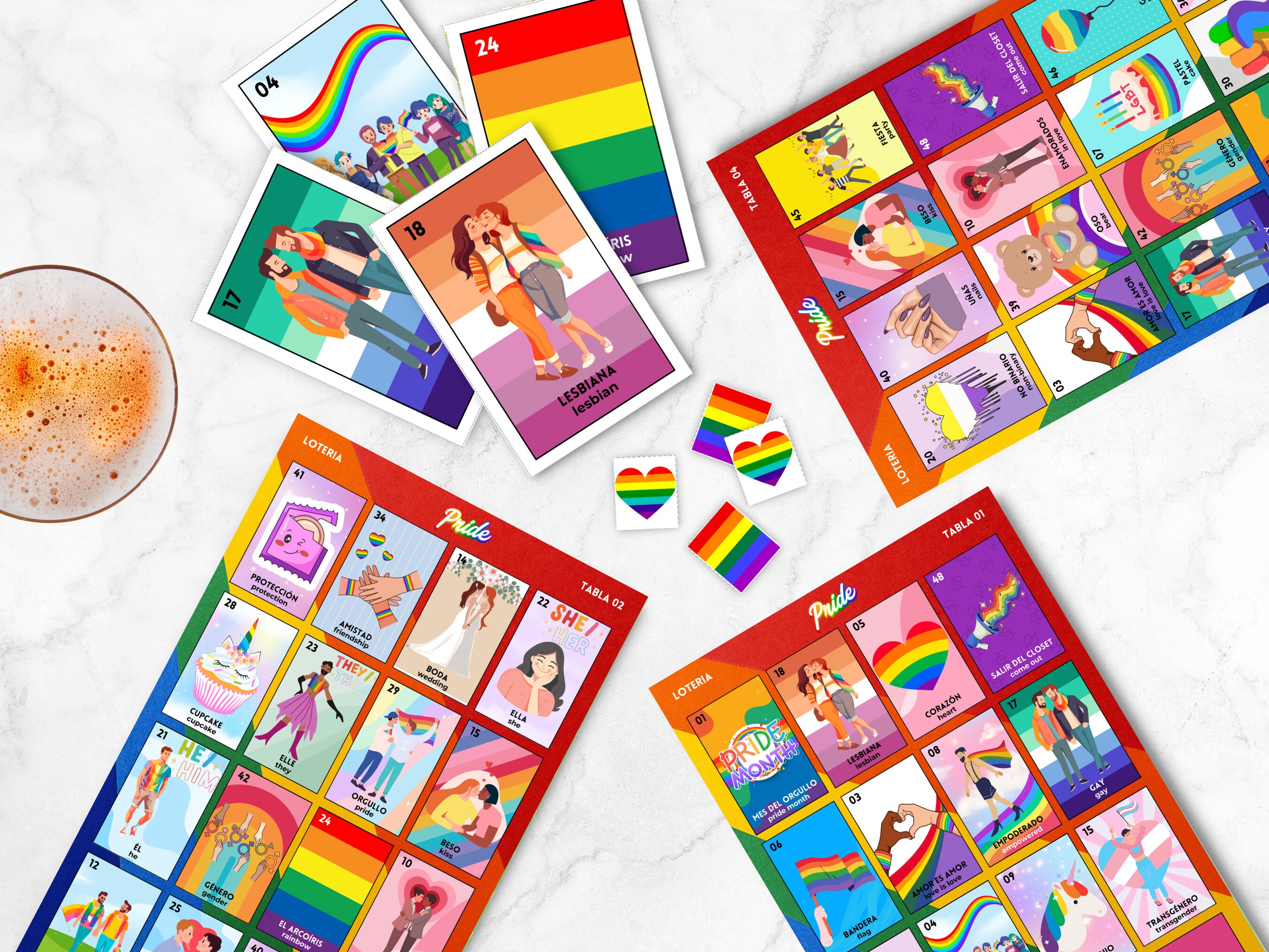 Pride Month Loteria, 60 Boards, Loteria LGBTQ, Rainbow Pride Bingo ...